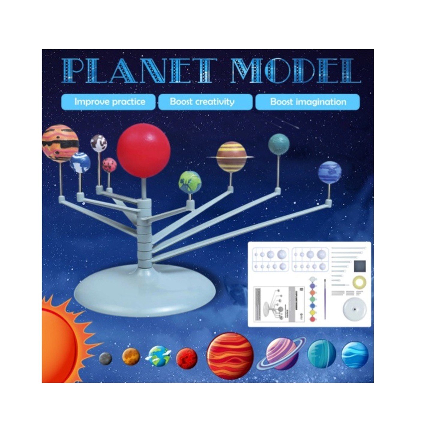 DIY Stem 9 Planets Self -Assemble Solar System Planetarium Educational ...
